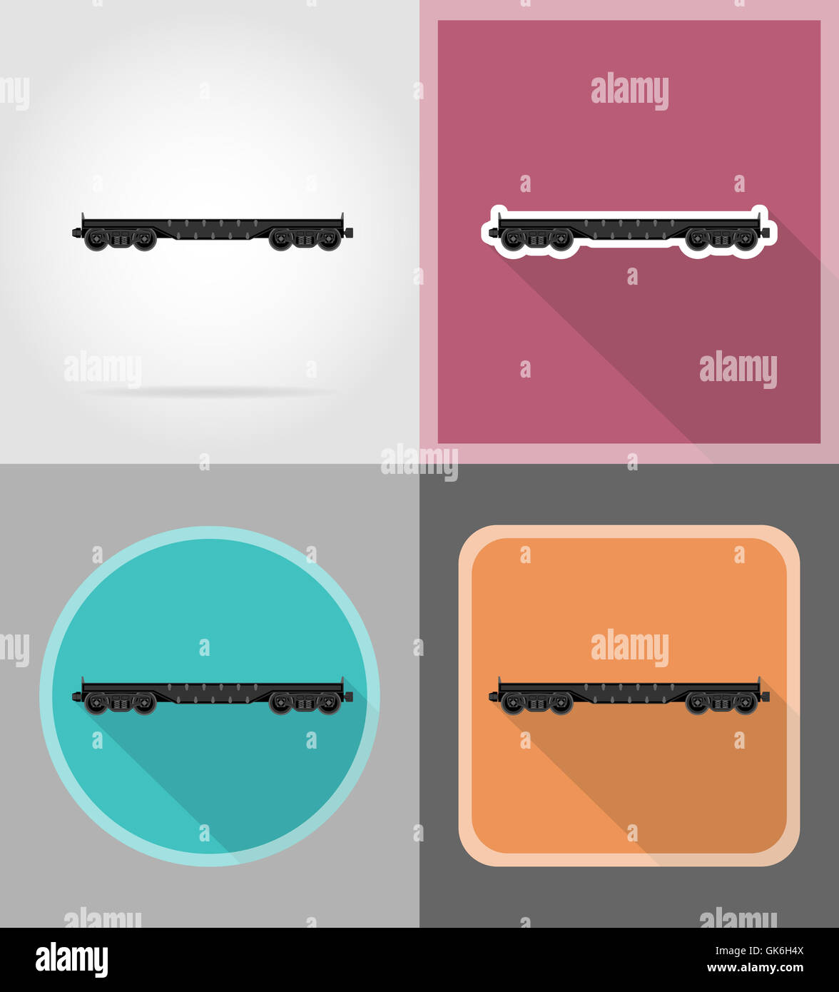 set icons railway carriage train flat icons illustration isolated on ...