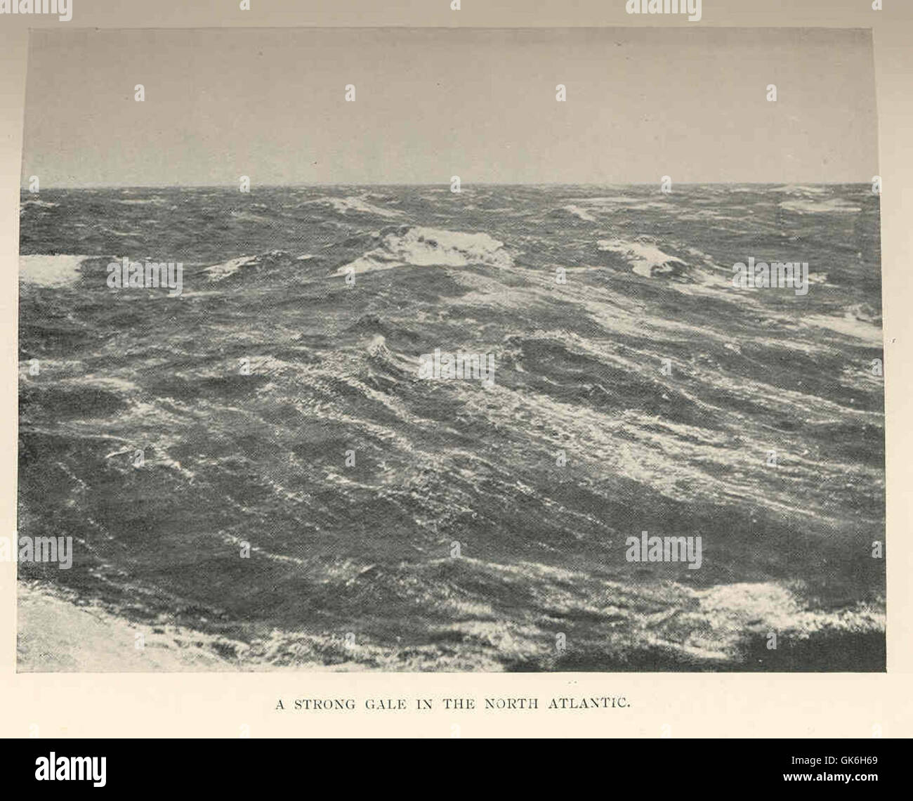 A strong gale in the North Atlantic, depicted through a dramatic scene ...