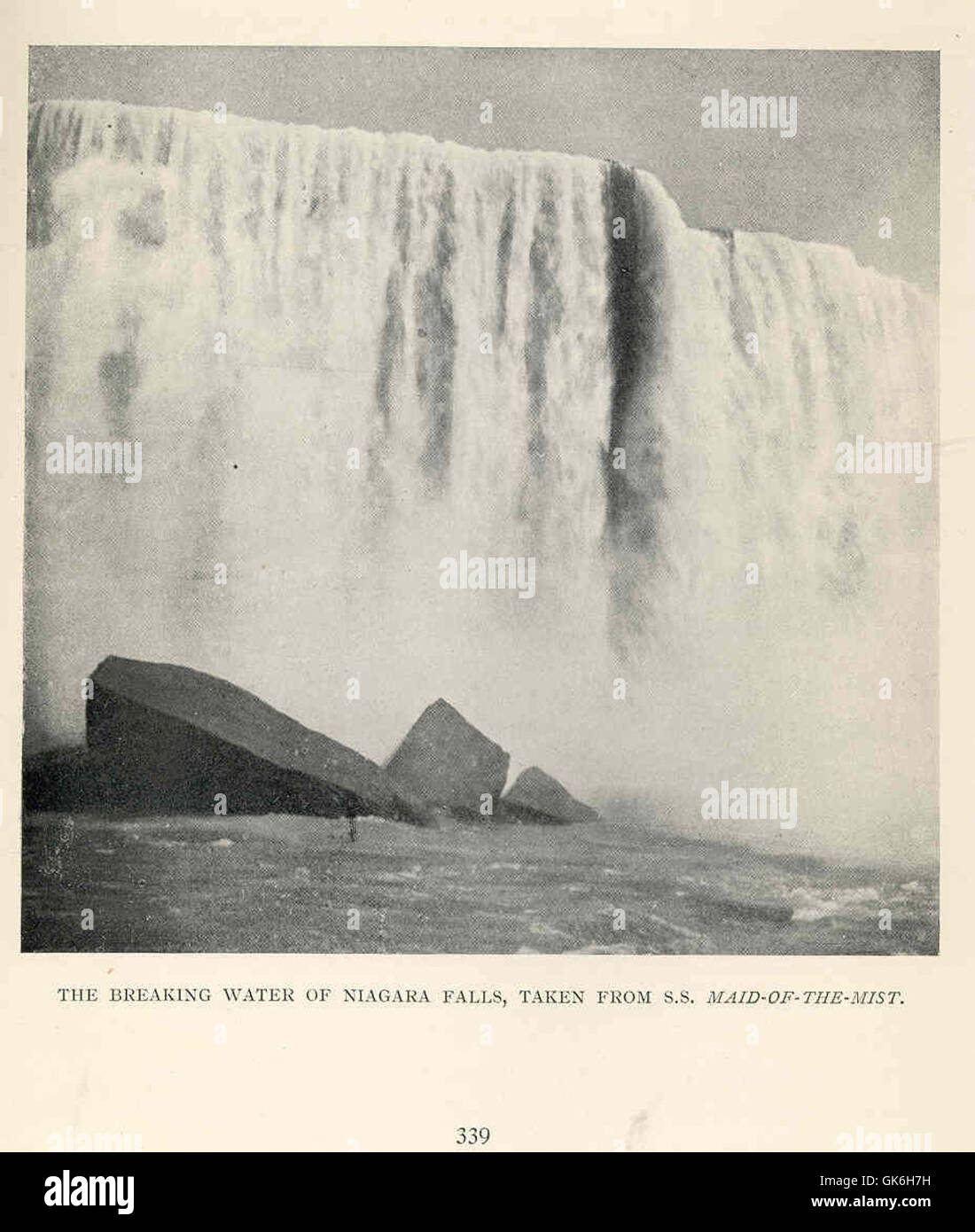 A view of the breaking water at Niagara Falls taken from the iconic SS ...