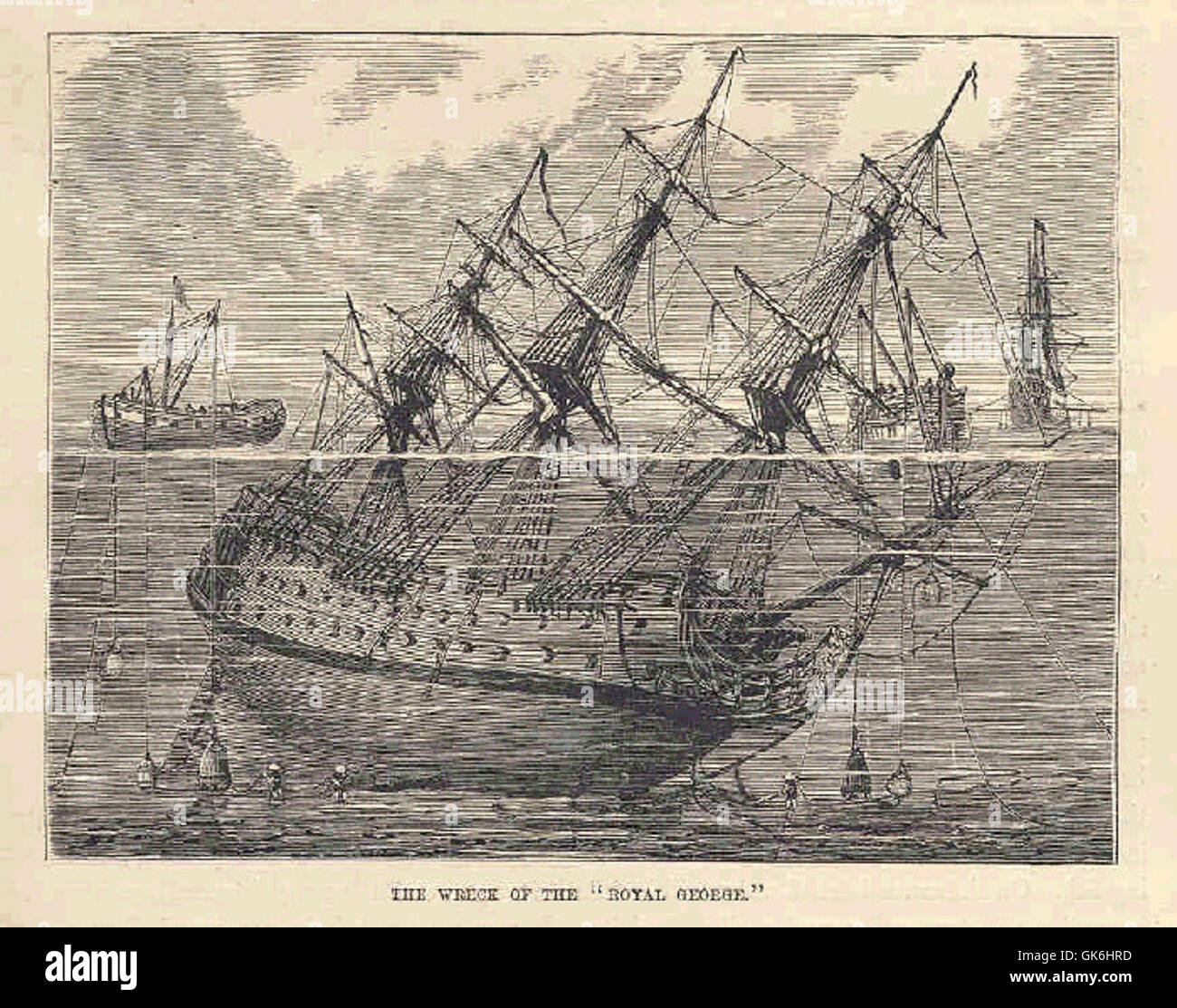 The wreck of the 'Royal George', a historic ship, lies as a testament ...