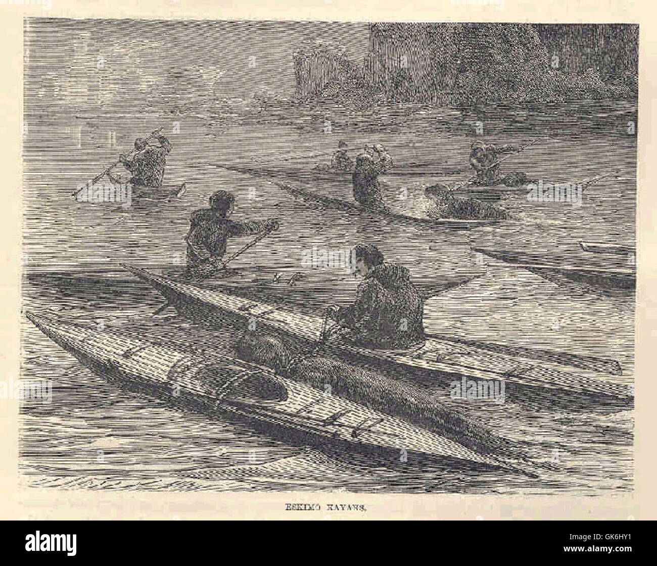 Eskimo kayaks, traditional watercraft used by indigenous Arctic peoples ...