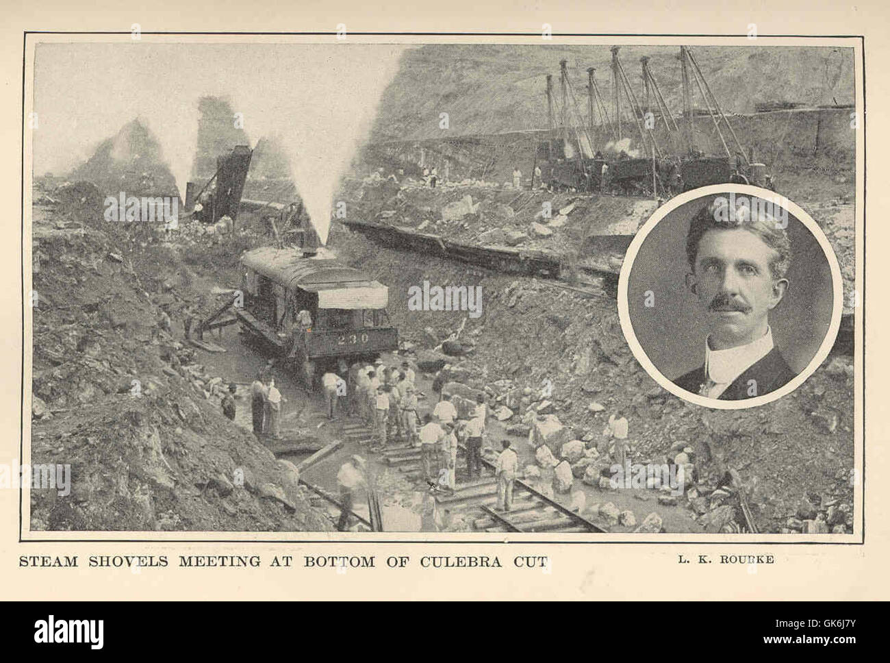 38668 Steam Shovels Meeting at Bottom of Culebra Cut; L K Bourke Stock ...