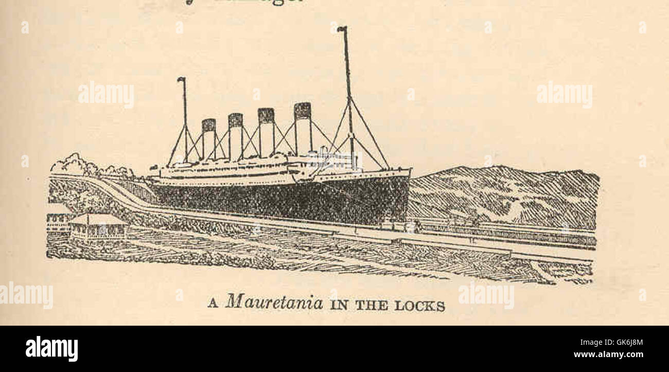The RMS Mauretania, a famous British ocean liner, is shown in the locks ...