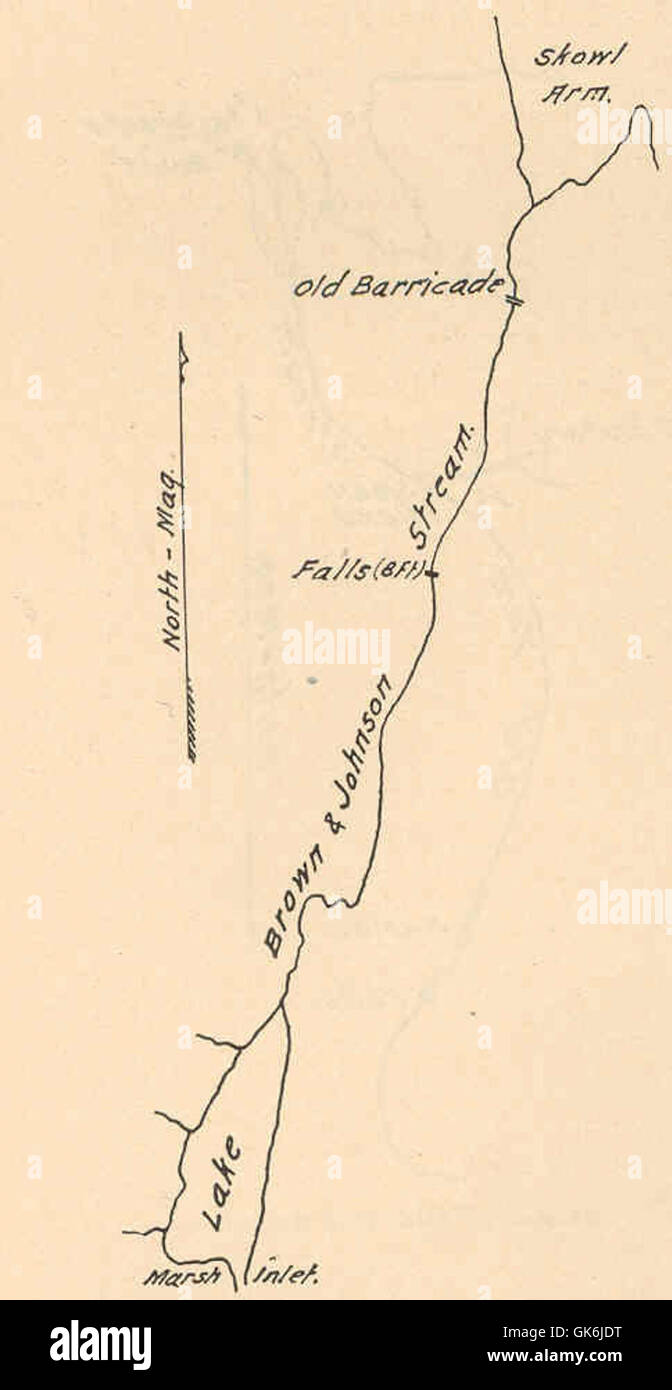 An illustration depicting Brown and Johnson Stream, a notable waterway ...