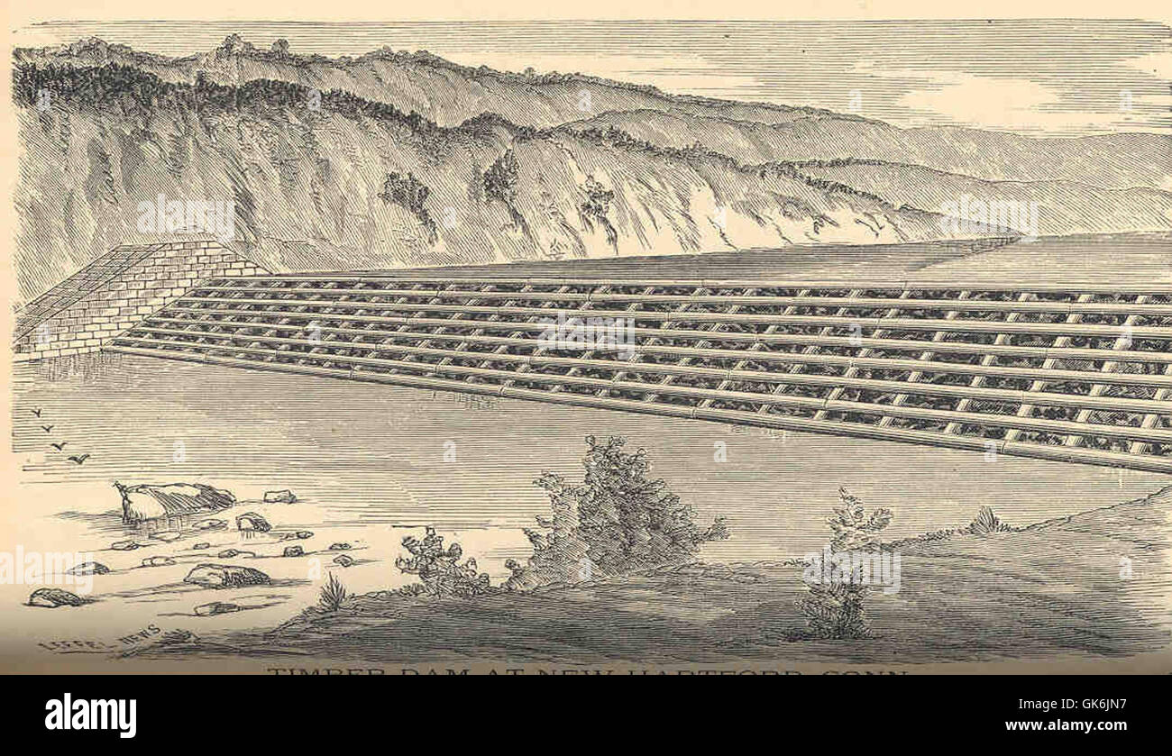 The timber dam in New Hartford, Connecticut, represents an early ...