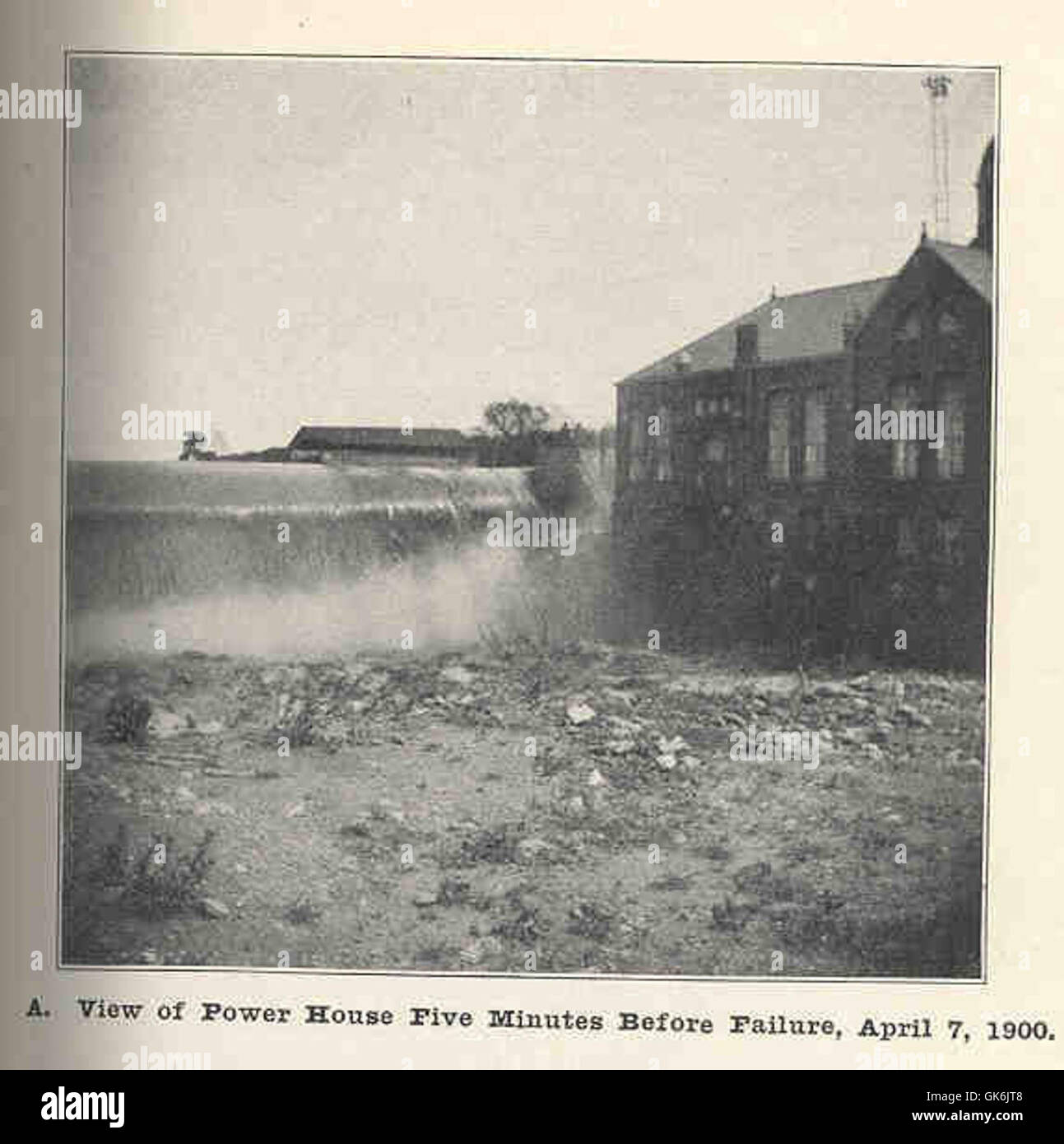 A historic view of the Austin Dam's power house shortly before its ...