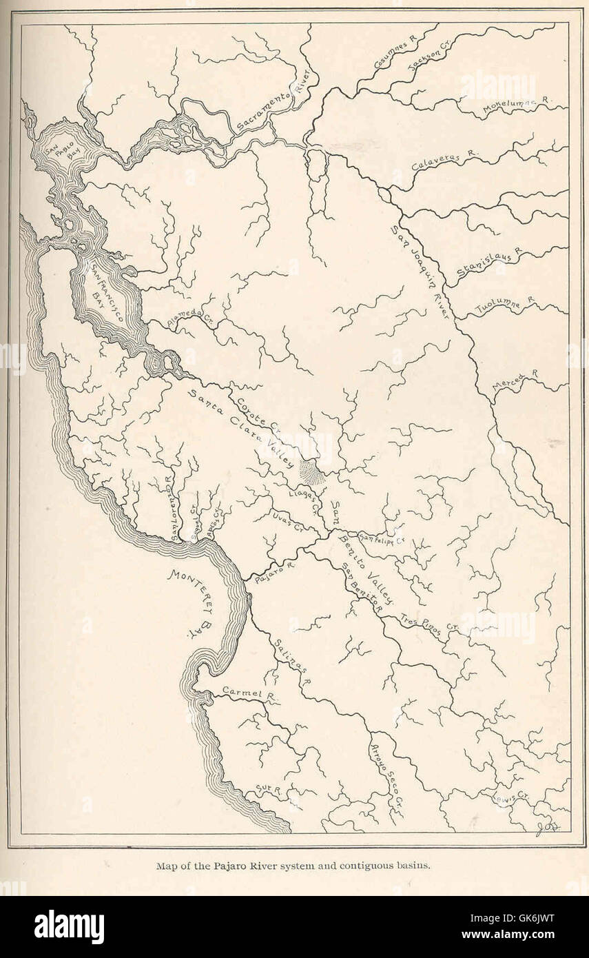 This map displays the Pajaro River system and its surrounding basins ...