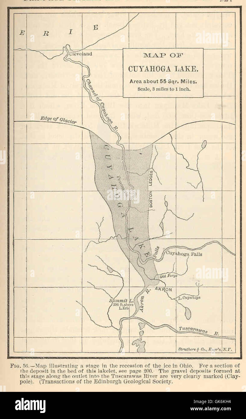 A map illustrating a stage in the recession of ice in Ohio. Gravel ...