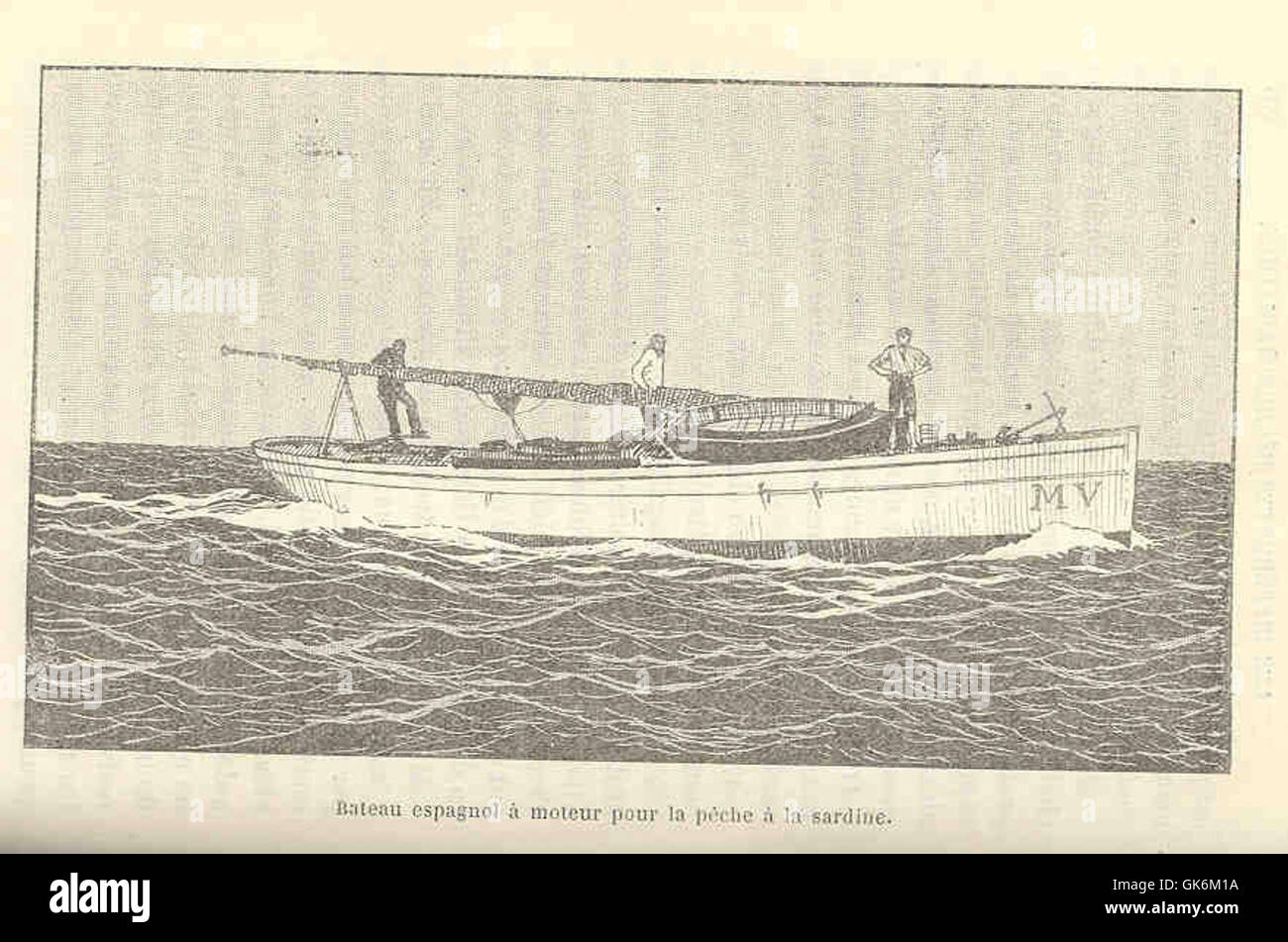 A Spanish motorized boat used for sardine fishing, an important fishing ...