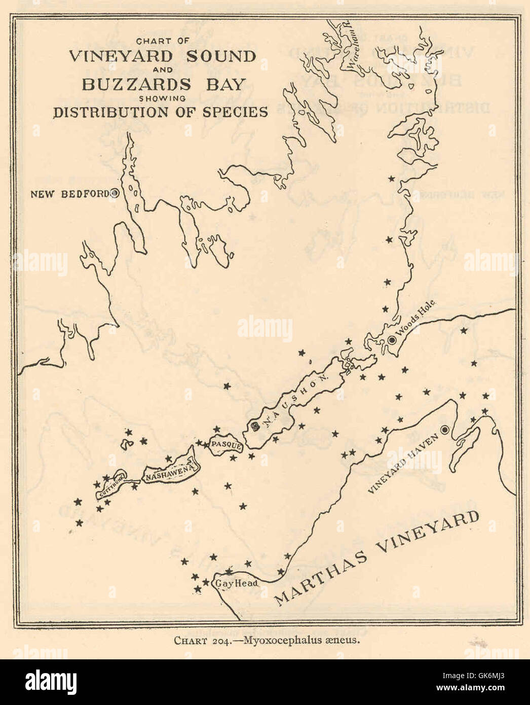 A chart of Vineyard Sound and Buzzards Bay, showing the distribution of ...