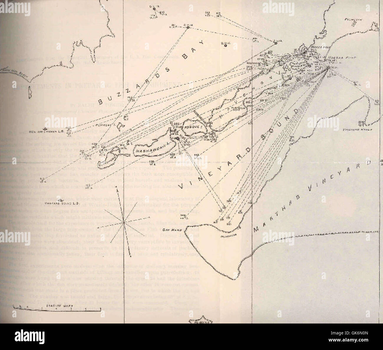 This map shows the migration patterns of lobsters in the Woods Hole ...