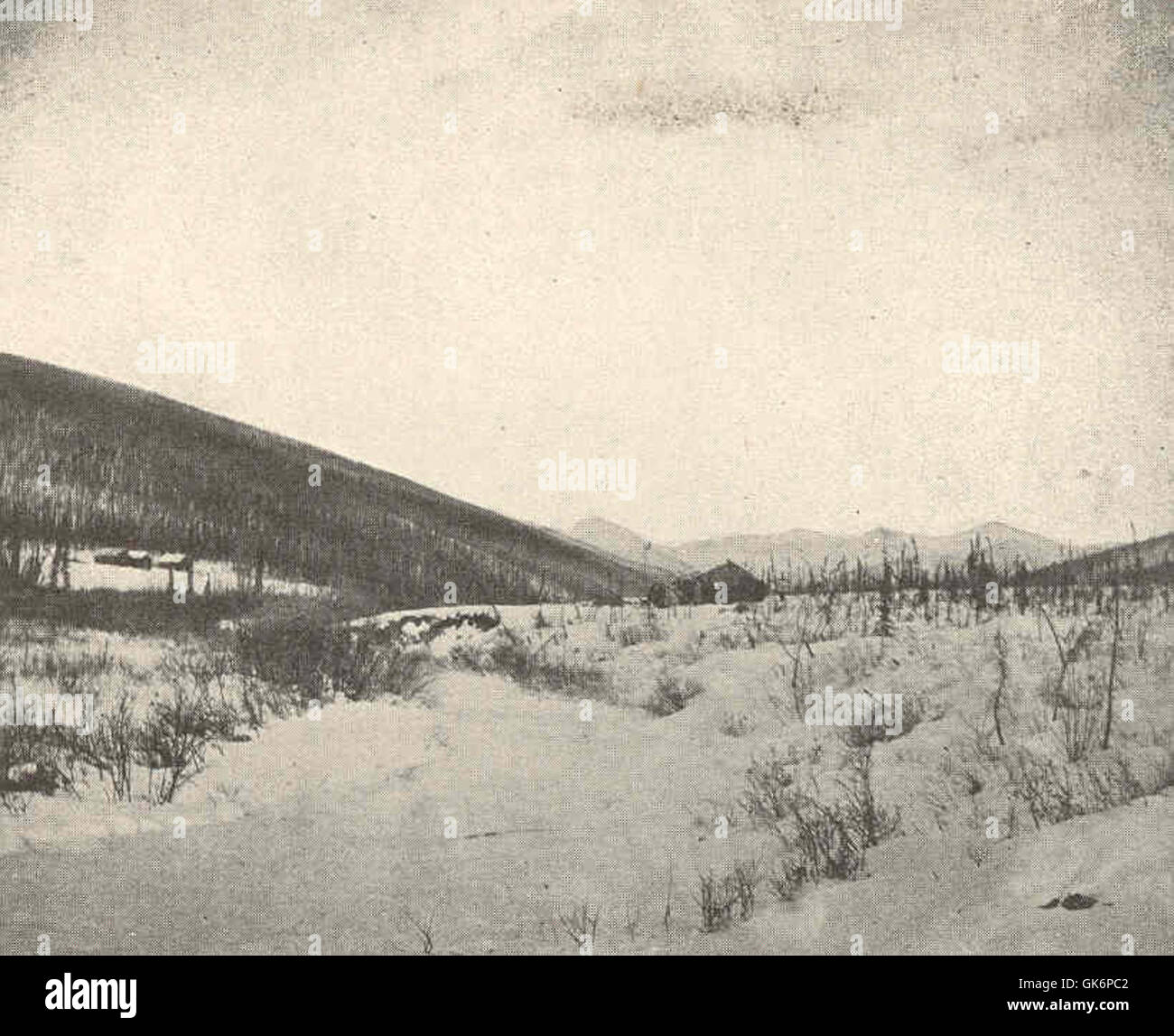 A photograph showing the typical miners' winter quarters on a ...