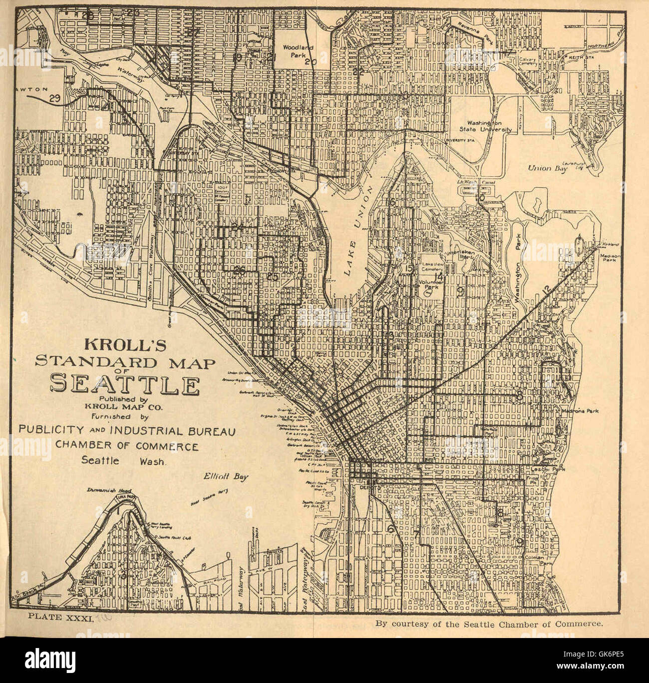 This is a standard map of Seattle, showcasing the city's layout ...