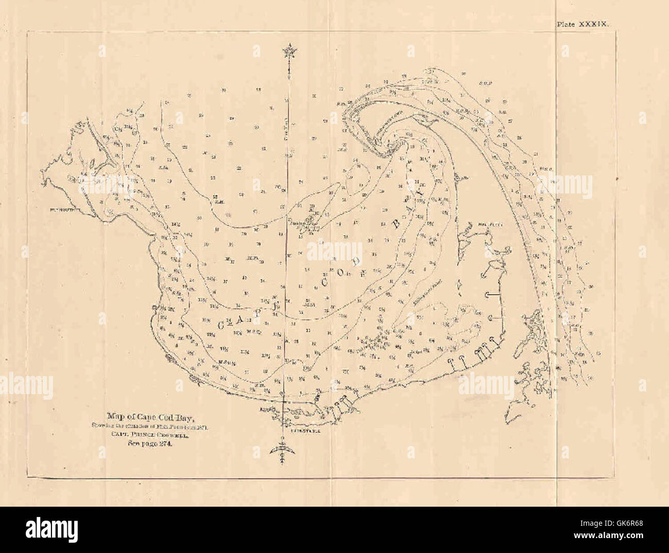 A map of Cape Cod Bay, located on the eastern coast of Massachusetts ...