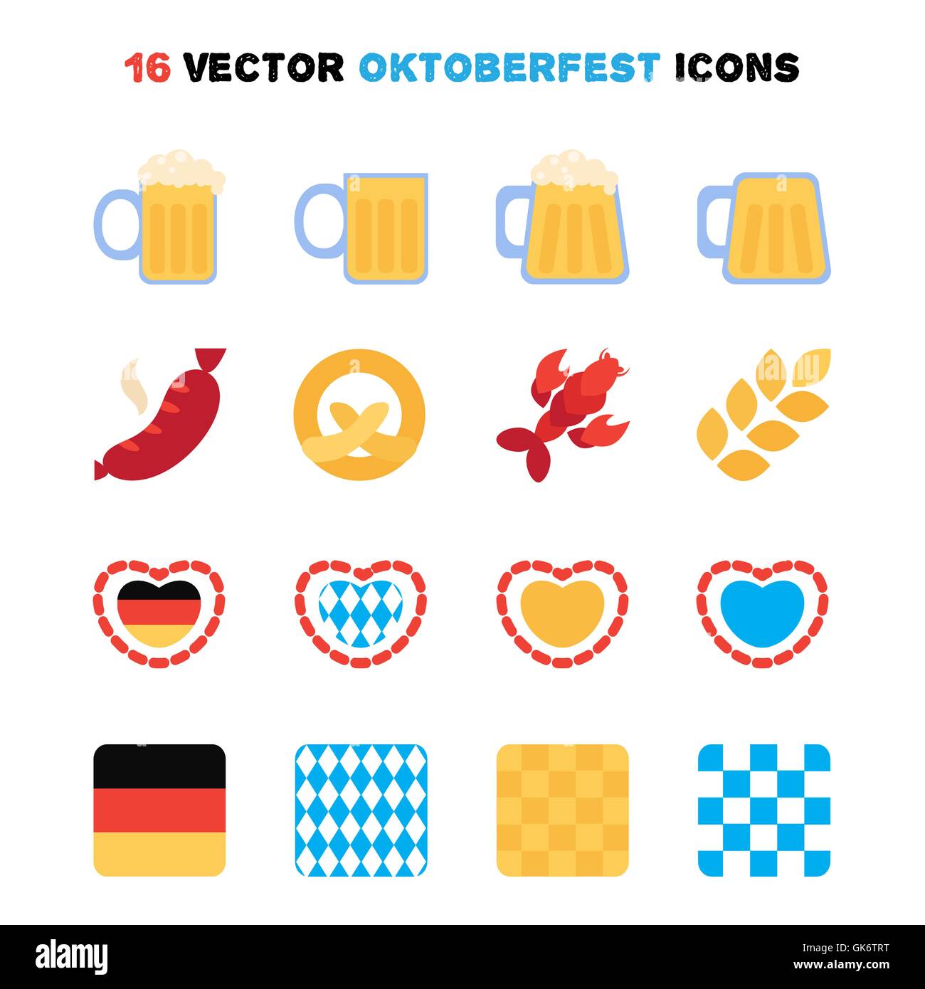 Oktoberfest 16 icons set. Beer festival. Vector Stock Vector Image ...