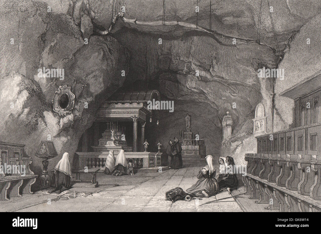 Shrine of St. Rosalia, near Palermo, Italy, antique print 1840 Stock ...