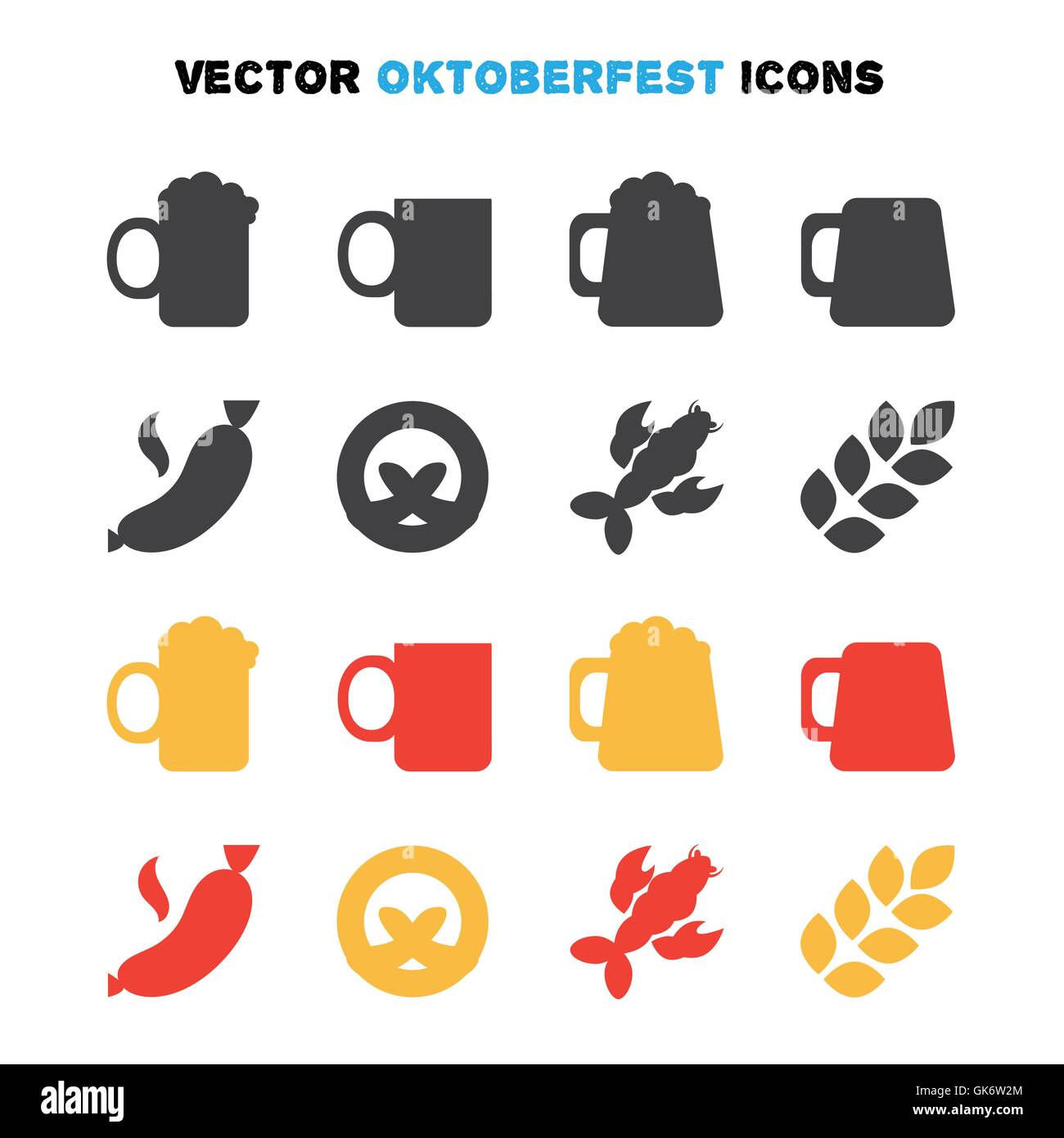 Oktoberfest icons set in silhouettes. Beer festival. Vector Stock ...