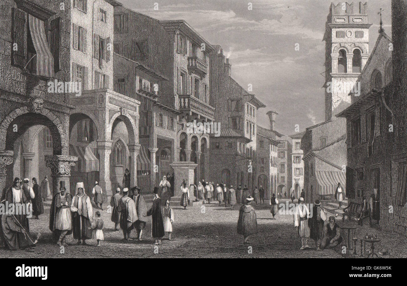 Strada Reale, Corfu, Greece, antique print 1840 Stock Photo - Alamy