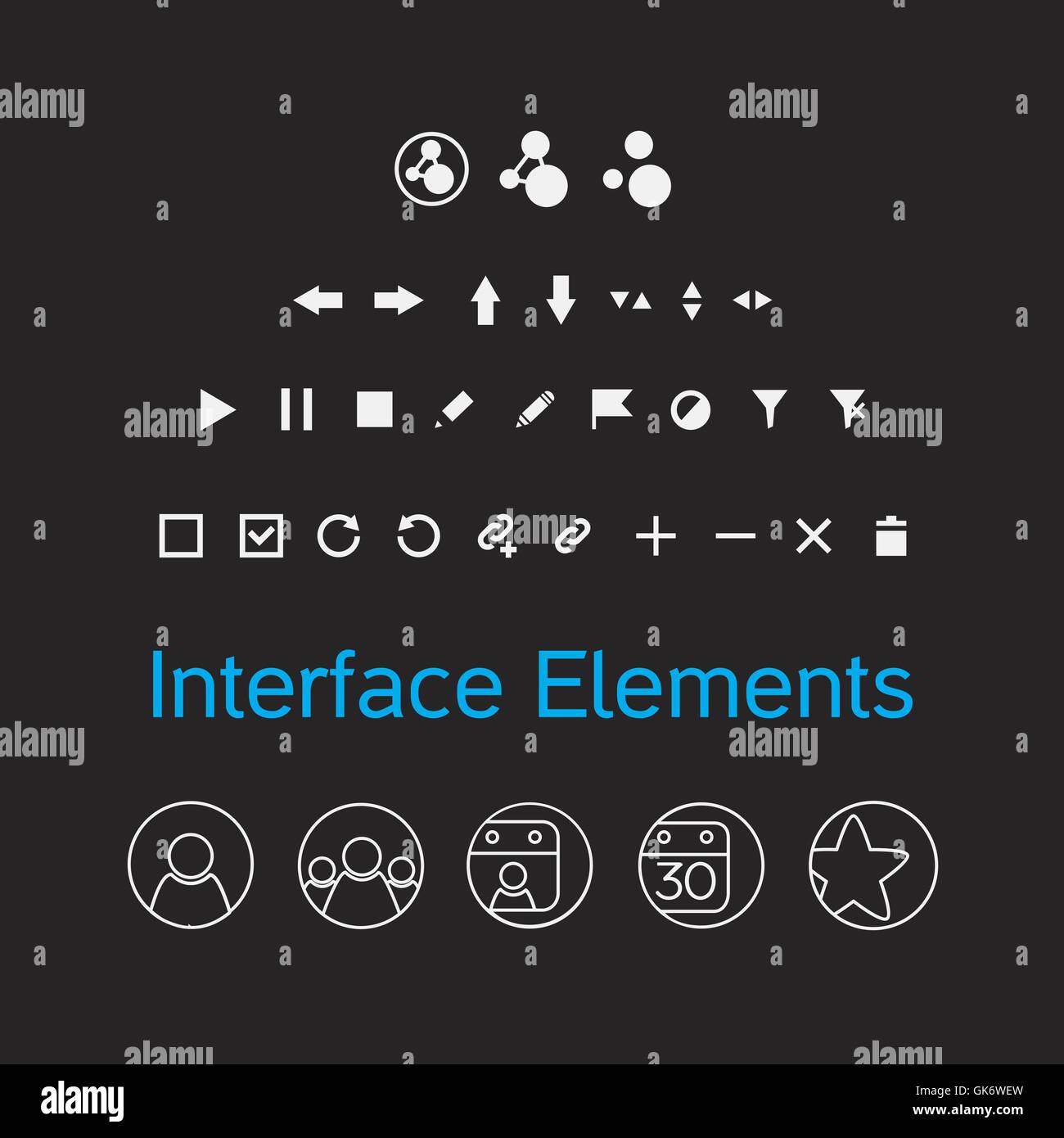 Vector set of interface elements, ui kit icons, pictograms for ...