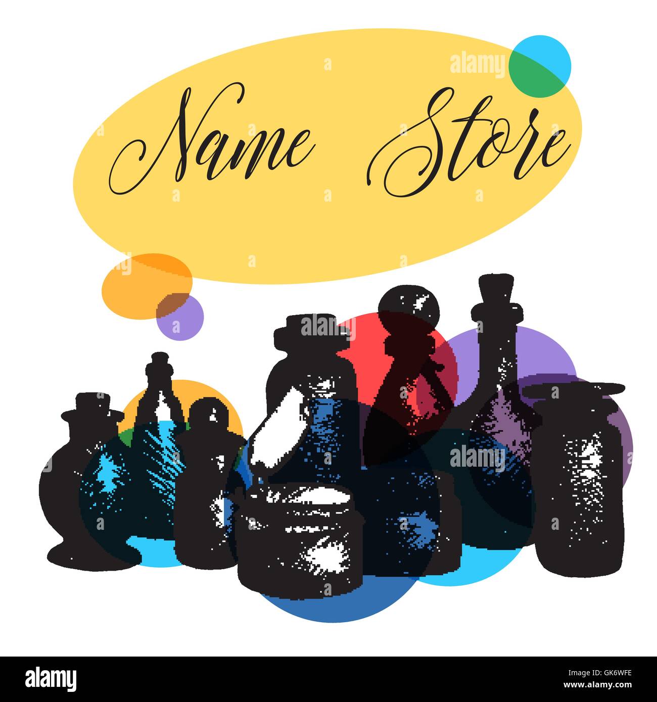 Hand drawn isolated vintage glass jars and bottles set. Containers for ...