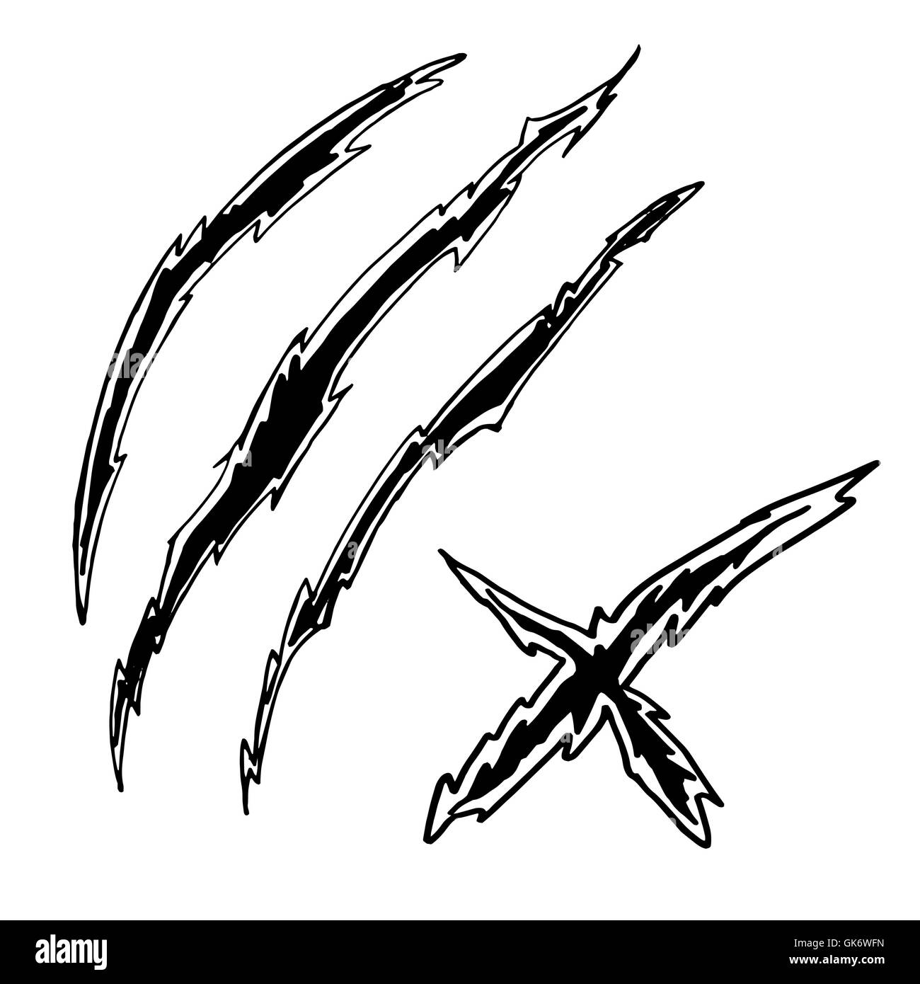 Dragon or monster claws. Wild tattoo. Horror sticker. Halloween symbol ...