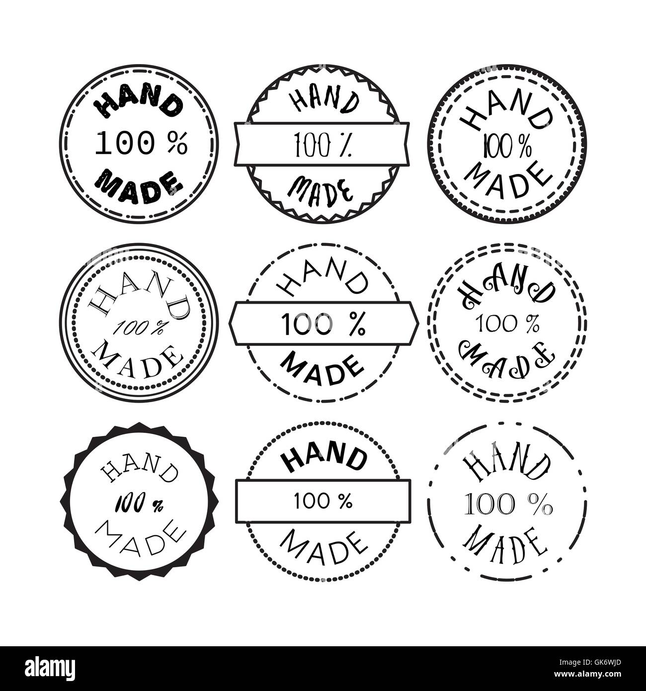 Badge template with 100 handmade product symbol. Vintage sticker with ...