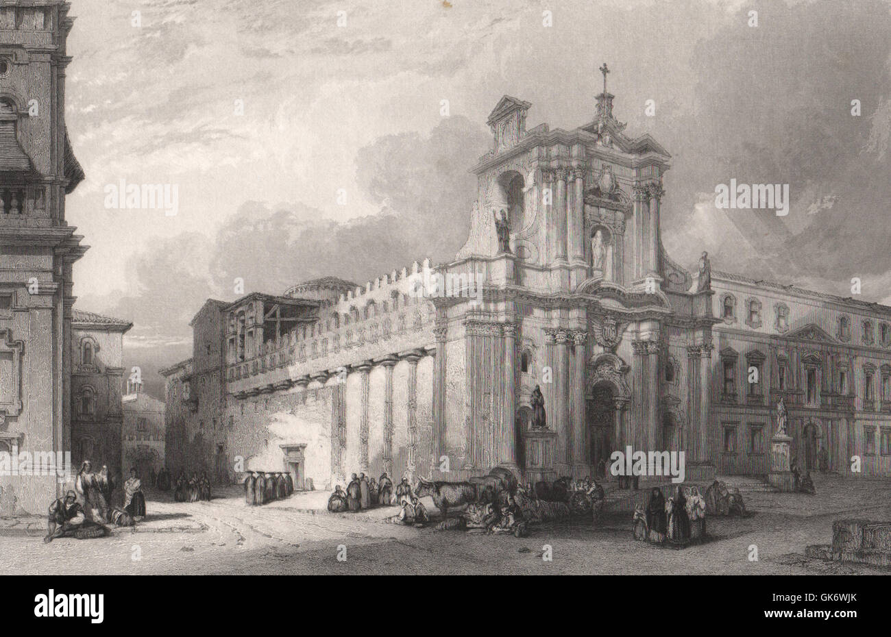 Duomo of Siracusa, formerly a temple of Minerva, Italy, antique print ...