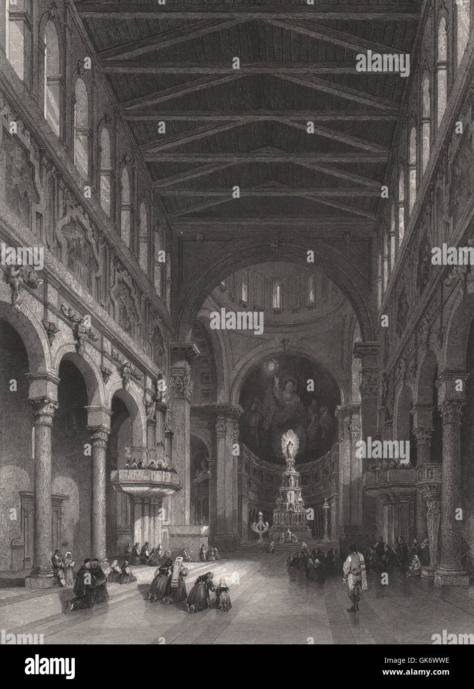 The cathedral at Messina, Italy, antique print 1840 Stock Photo - Alamy