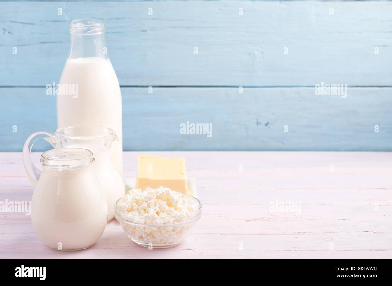 Dairy products at left side Stock Photo - Alamy
