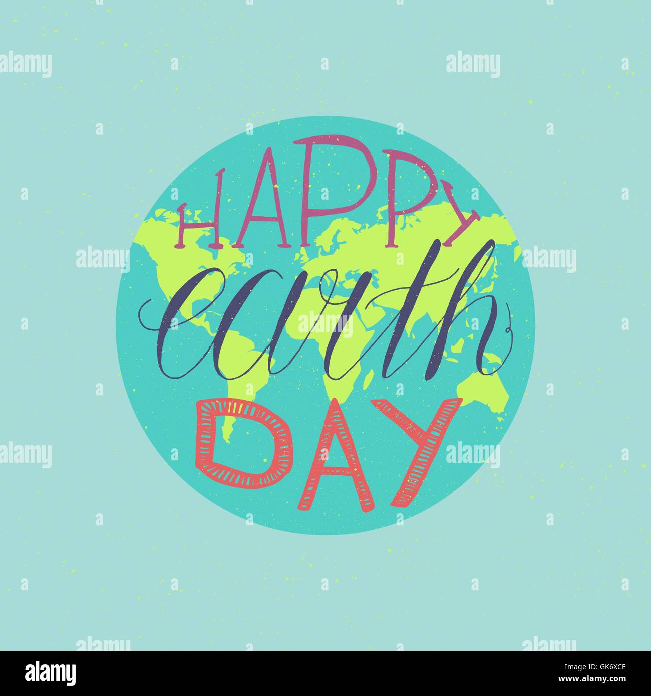 Happy Earth Day Lettering Illustration for print, poster, greeting ...