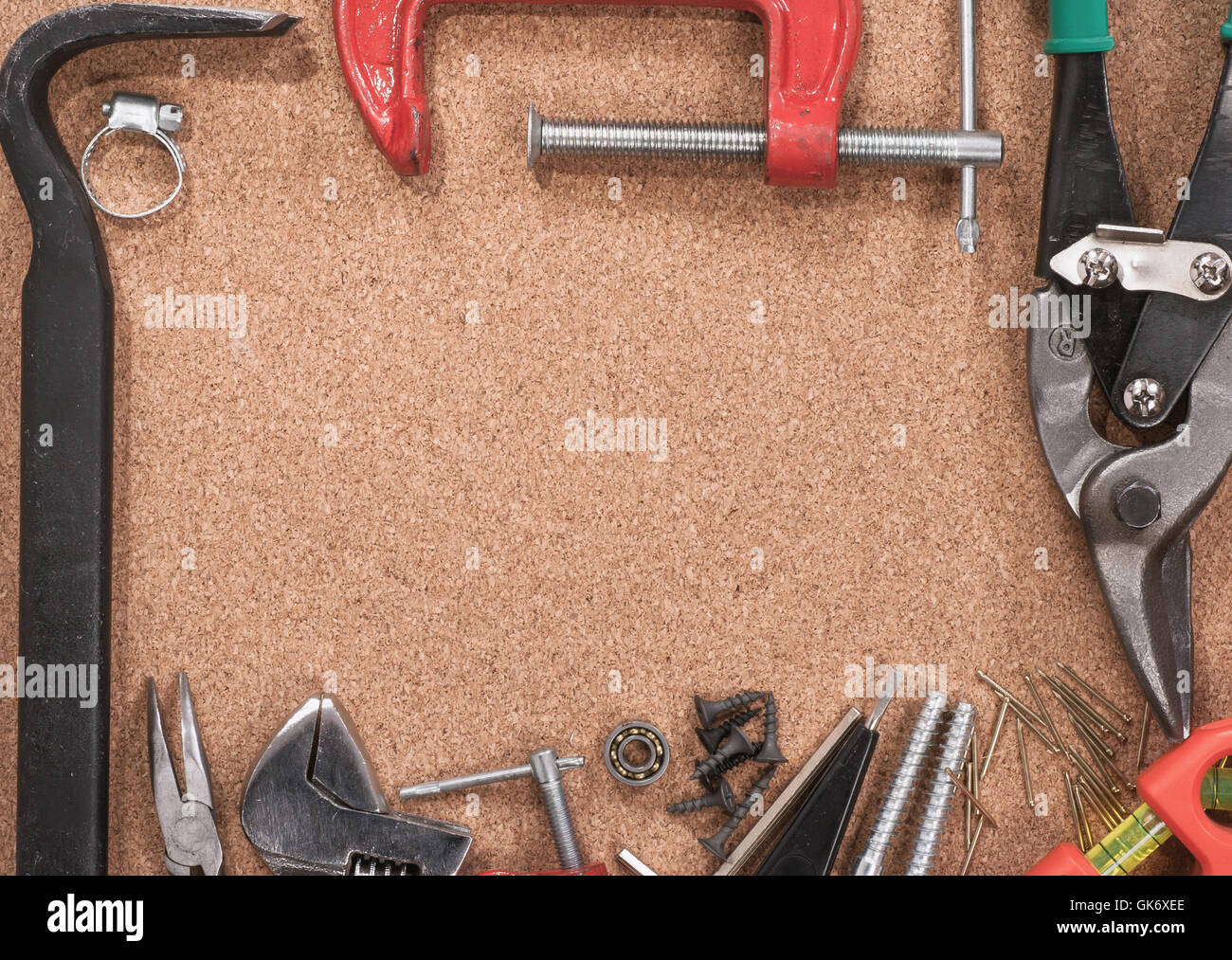 Frame of various tools Stock Photo - Alamy