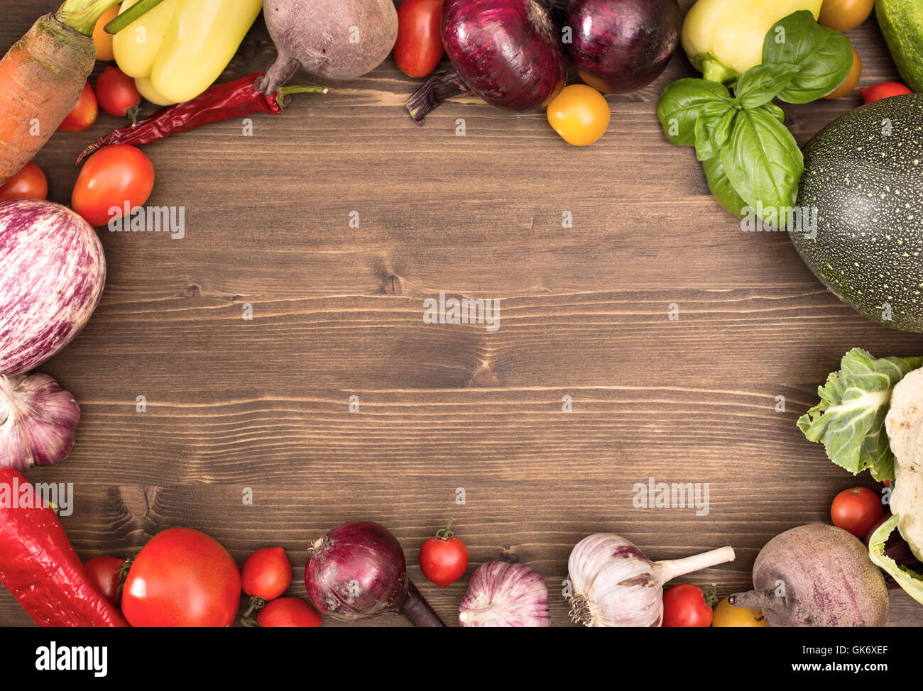 Frame of various vegetables with copy space Stock Photo - Alamy