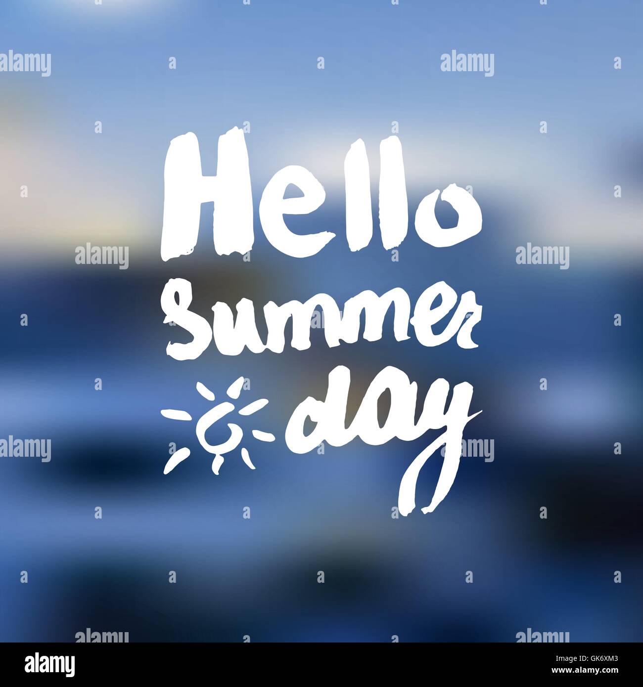 Hello Summer Day Lettering by brush. Typographic vacation and travel ...
