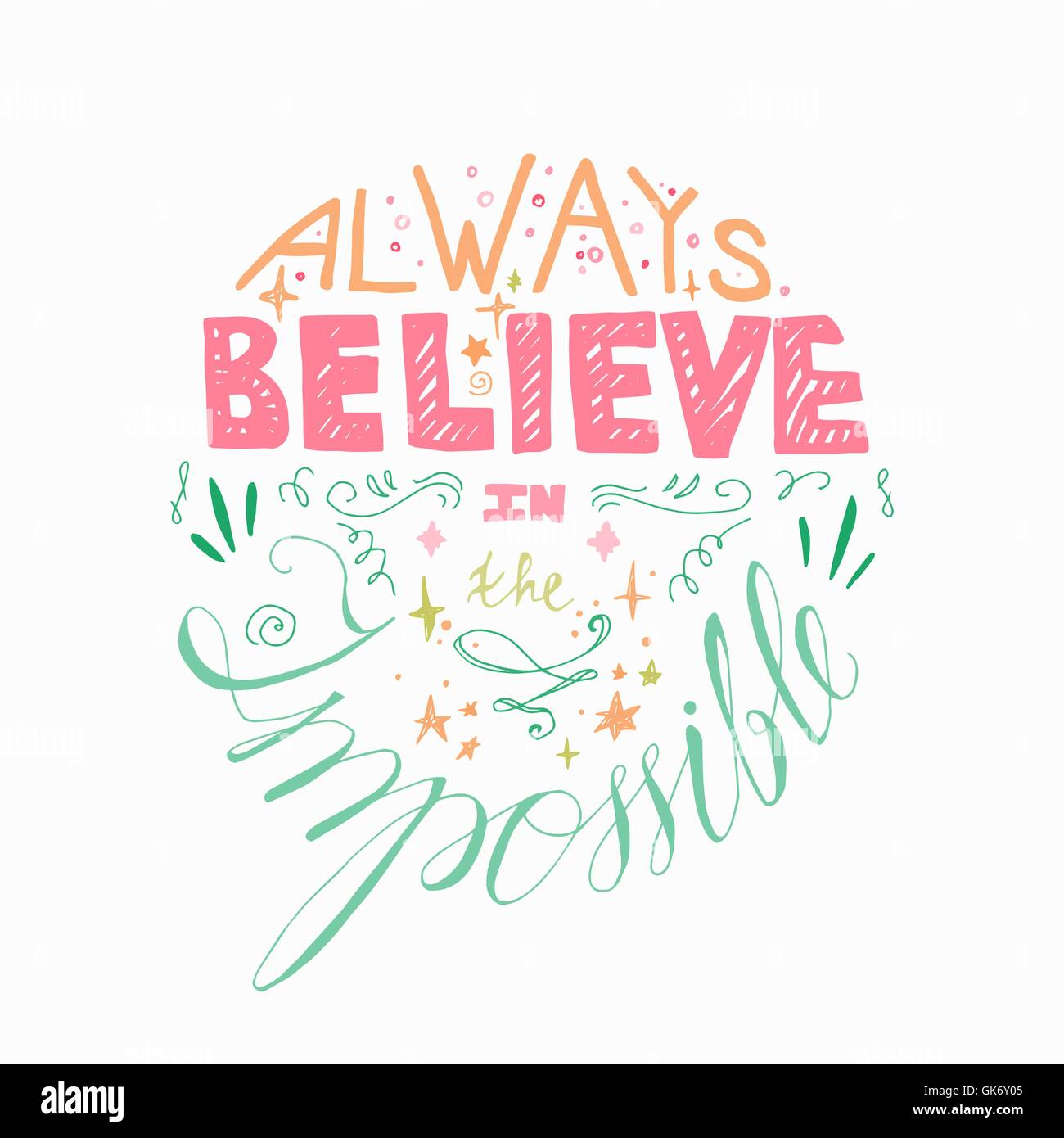 Lettering motivation poster. Quote about dream and believe for fabric ...