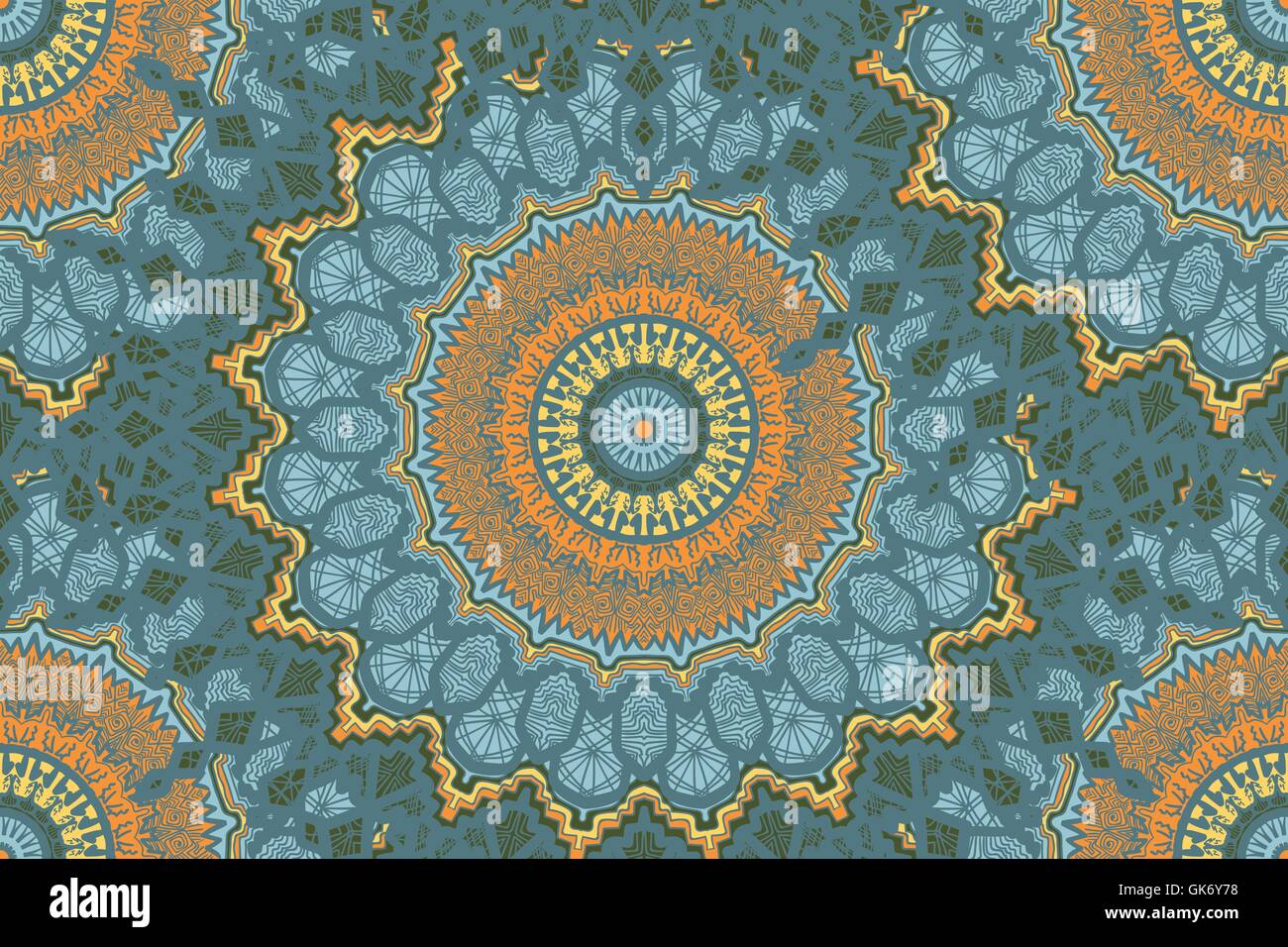 Hand drawn Gold Mandala Seamless Pattern. Arabic, indian, turkish and ottoman culture decoration ...