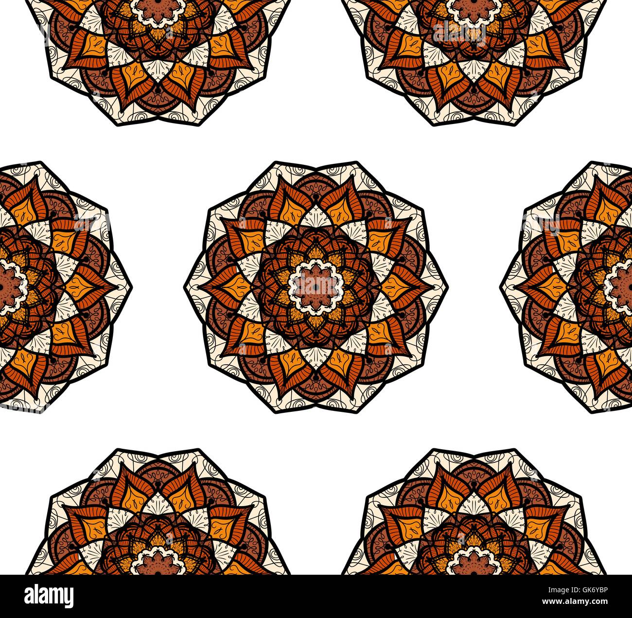 Hand drawn Mandala Seamless Pattern. Arabic, indian, turkish and ...
