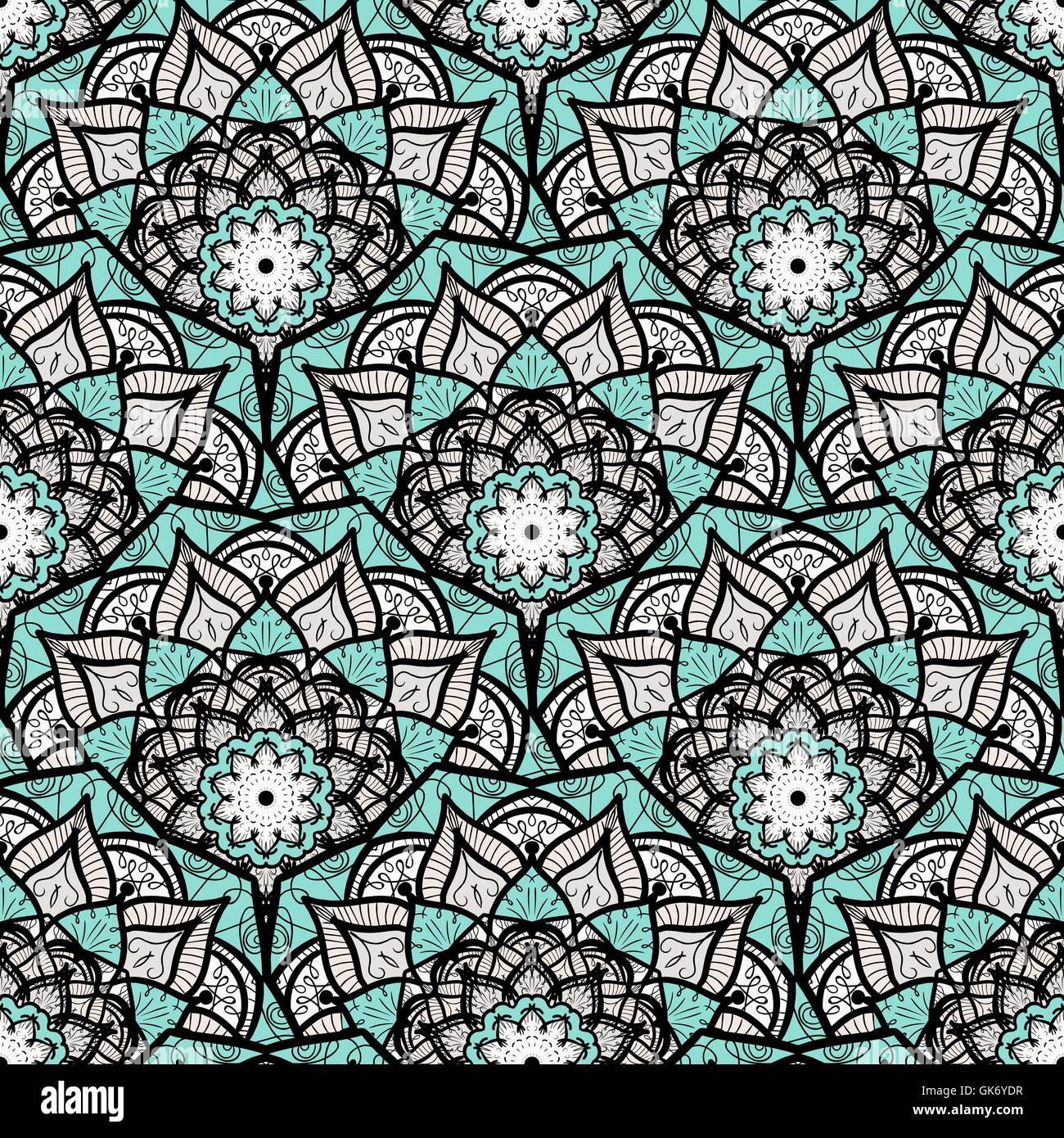 Hand drawn Mandala Seamless Pattern. Arabic, indian, turkish and ...