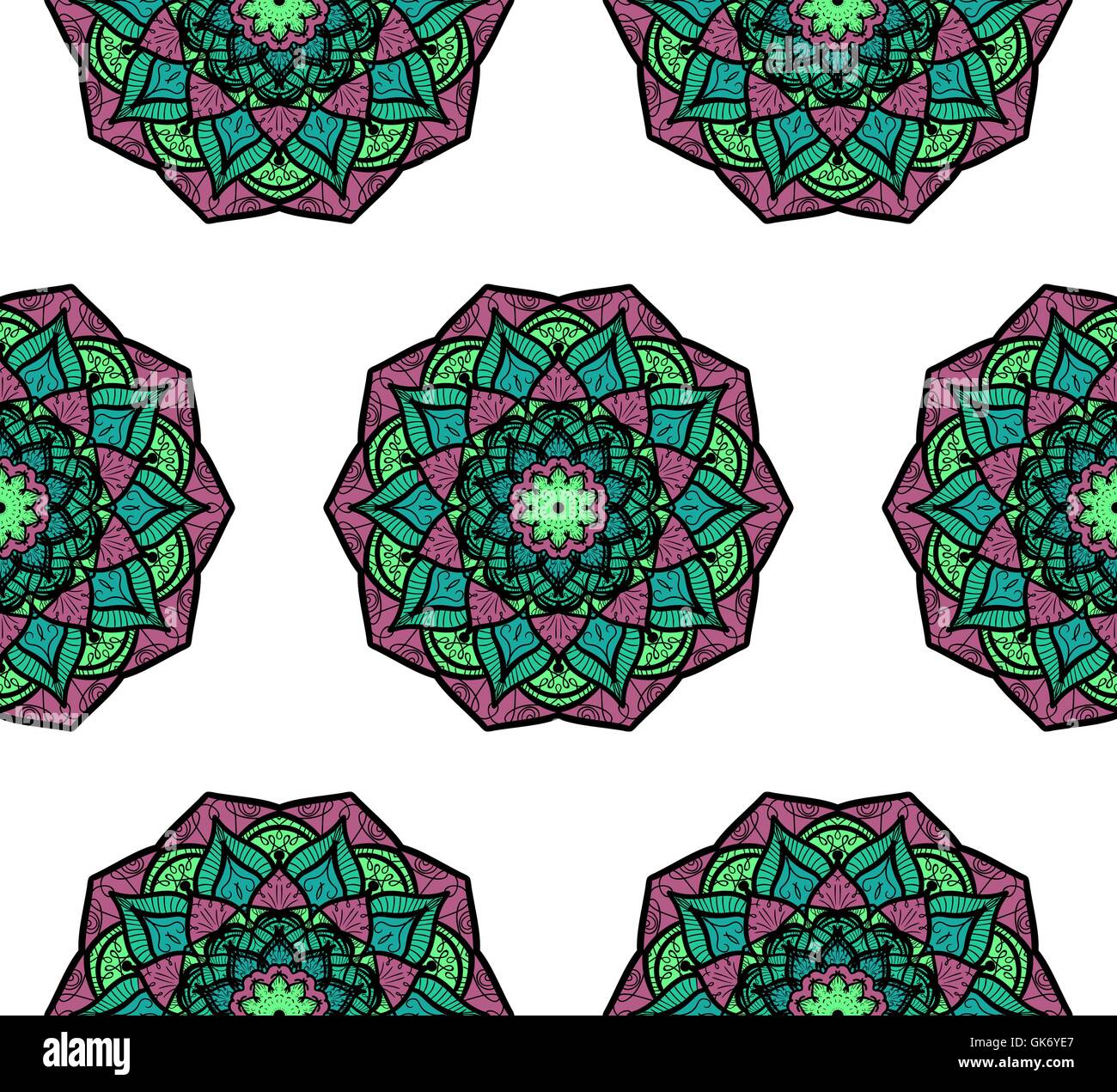 Hand drawn Mandala Seamless Pattern. Arabic, indian, turkish and ...