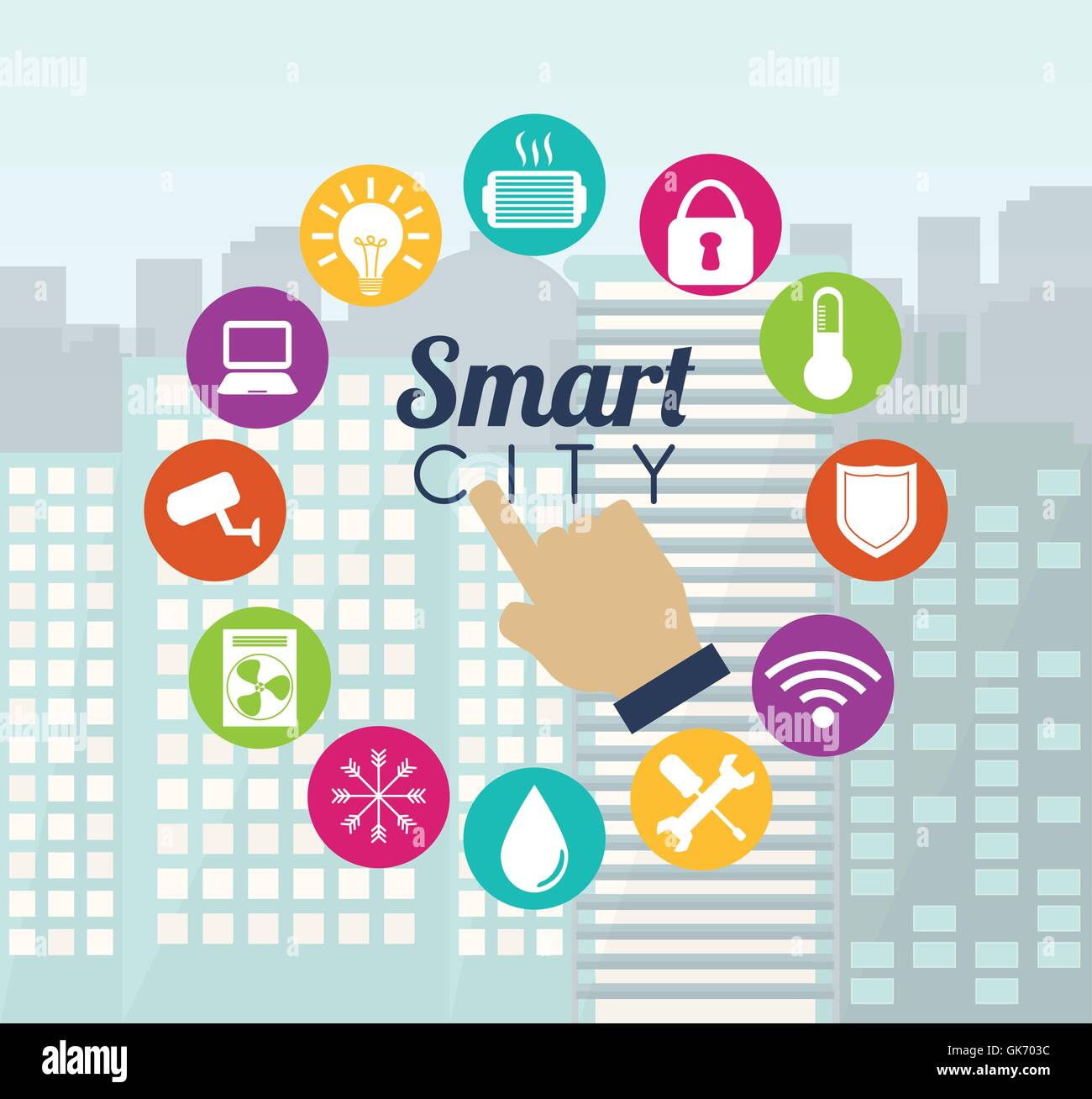 Smart city hand building app icon set Stock Vector Image & Art - Alamy