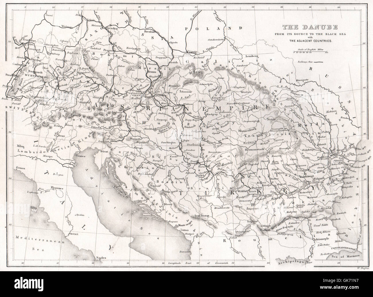 'The Danube, from its source to the Black Sea'. Balkans Austria. Donau ...
