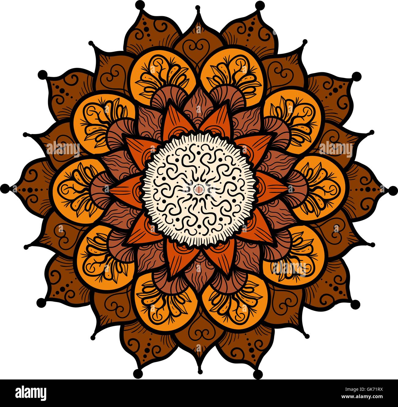 Hand drawn Mandala in arabic, indian, islam and ottoman culture ...