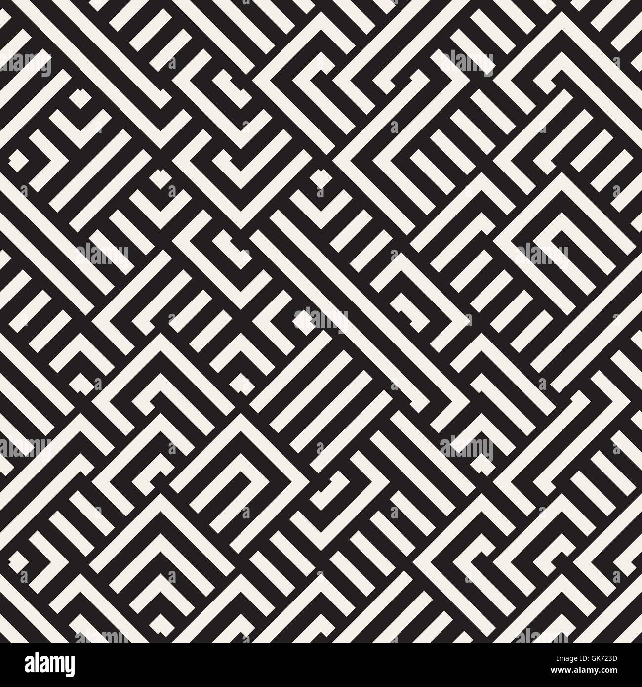 Vector Seamless Black and White Diagonal Maze Lines Geometric Pattern ...