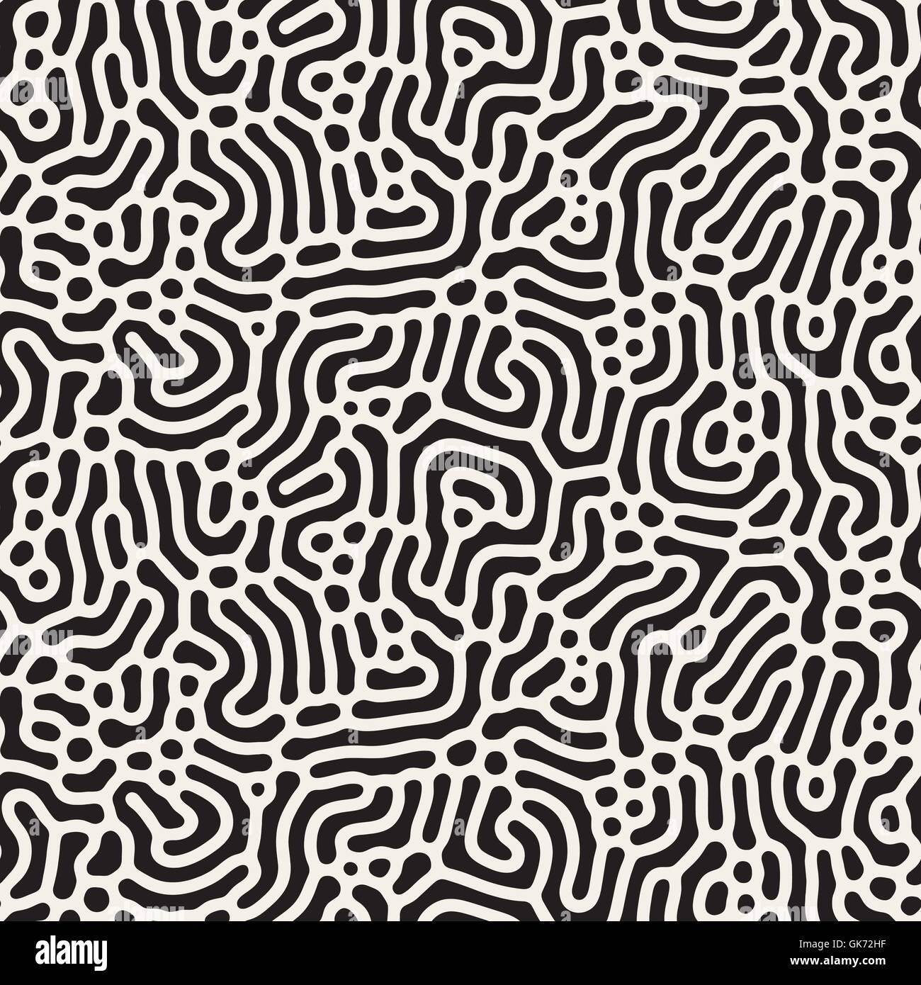 Vector Seamless Black and White Organic Lines Pattern Stock Vector ...