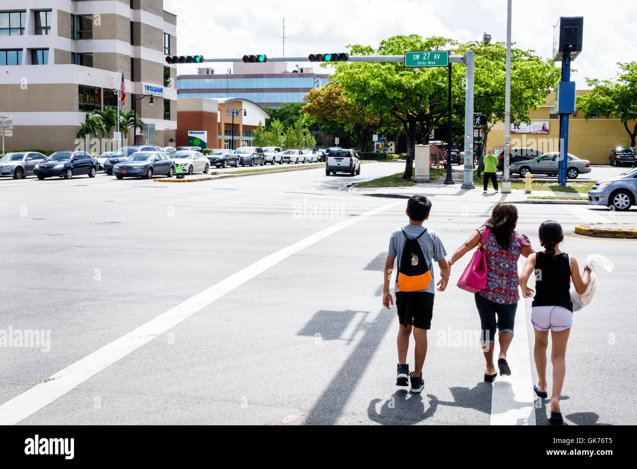 Miami Florida,Coral Way,27th Avenue,street,intersection,crossing,red ...