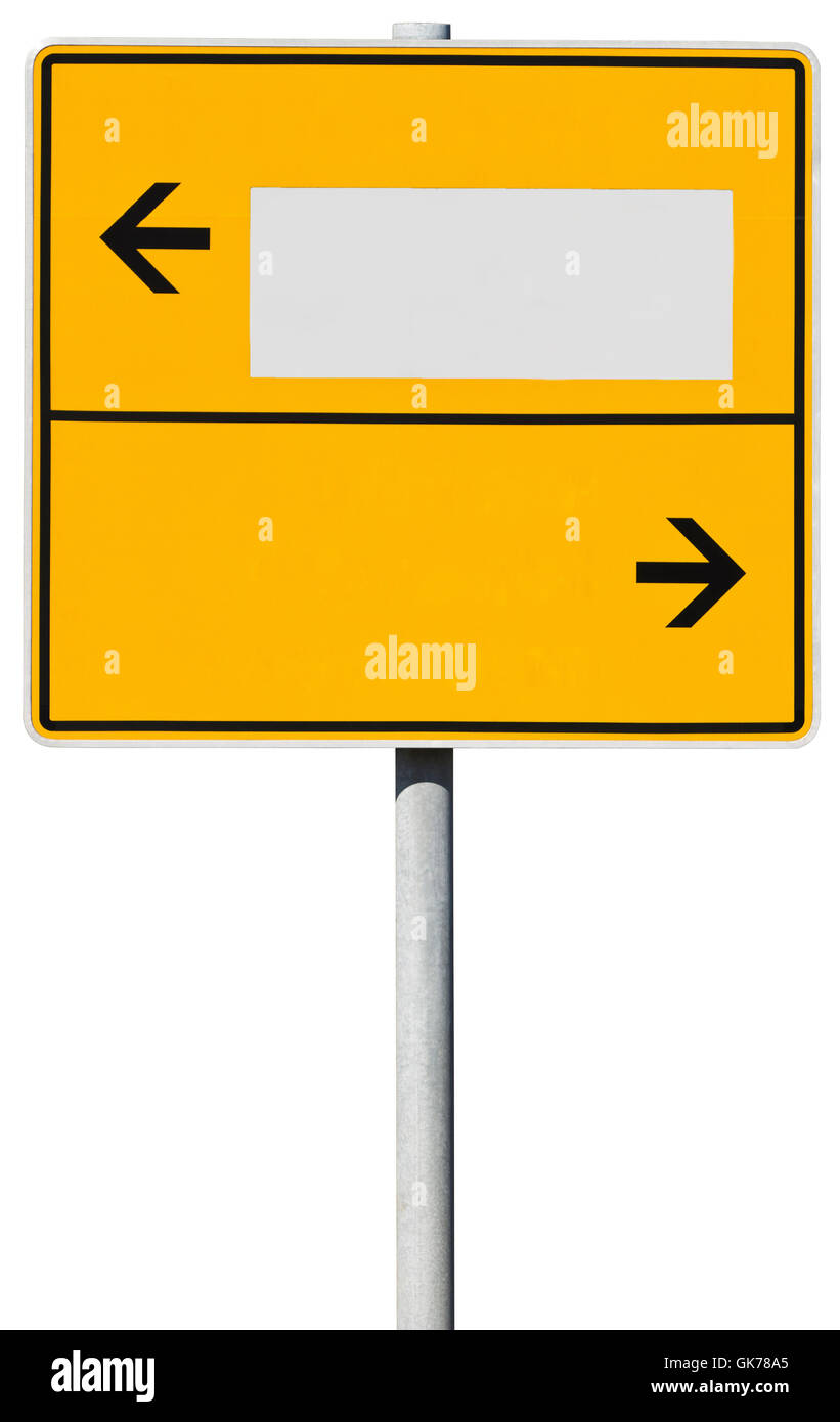 Yellow direction sign hi-res stock photography and images - Alamy