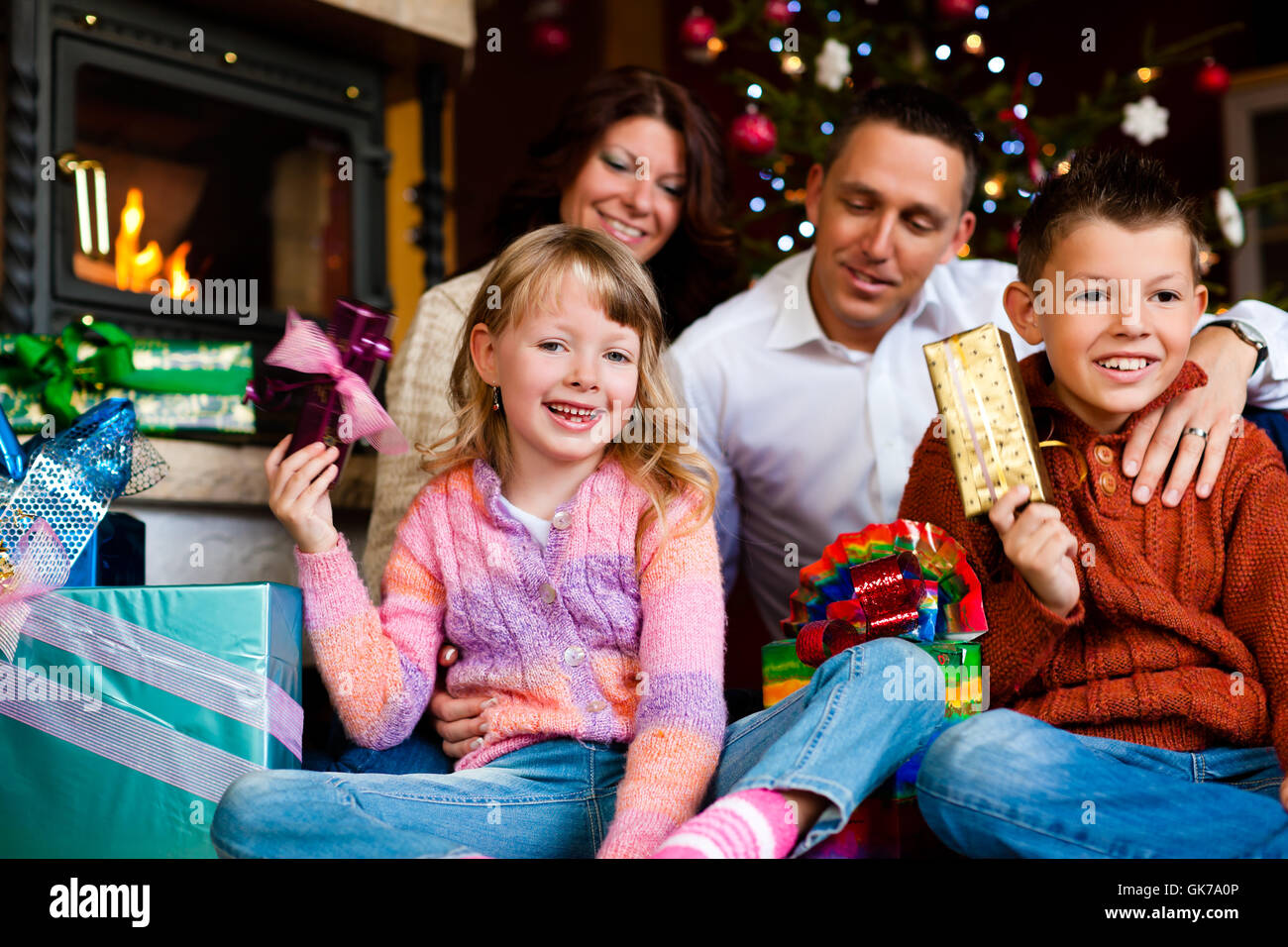 parents gift christmas box Stock Photo - Alamy