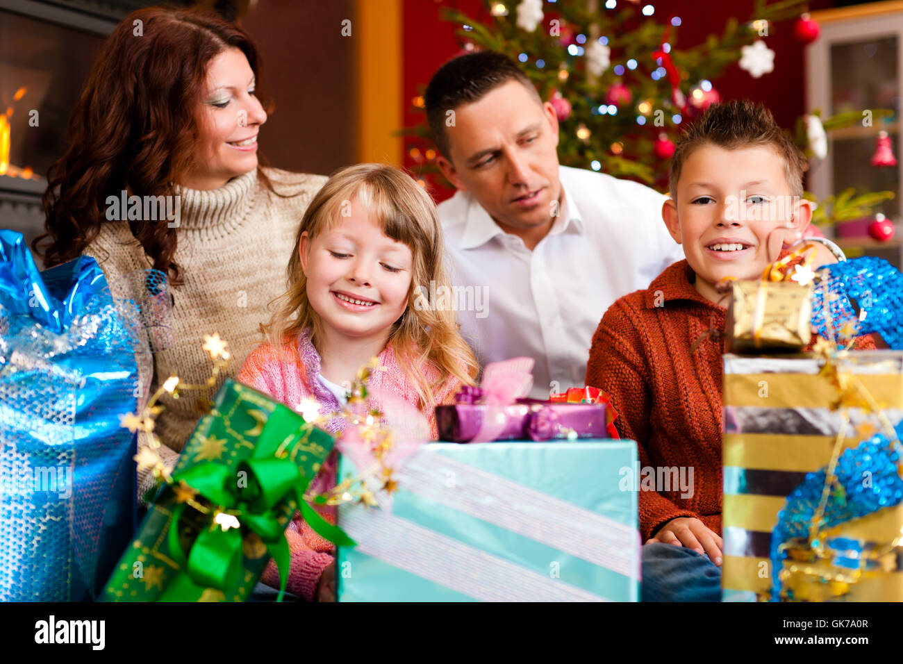 parents gift christmas box Stock Photo - Alamy
