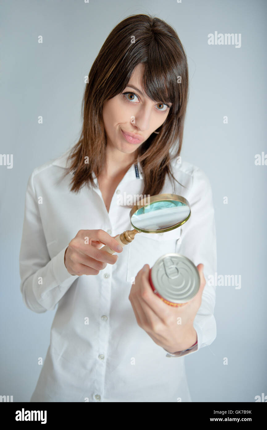 Magnifying glass food label hi-res stock photography and images - Alamy