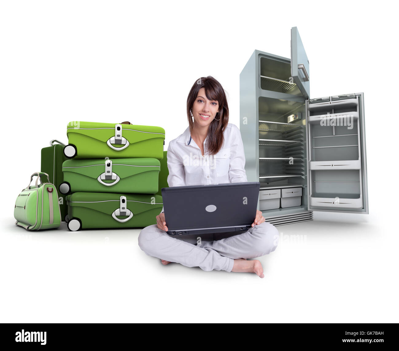 Woman and fridge Cut Out Stock Images & Pictures - Alamy