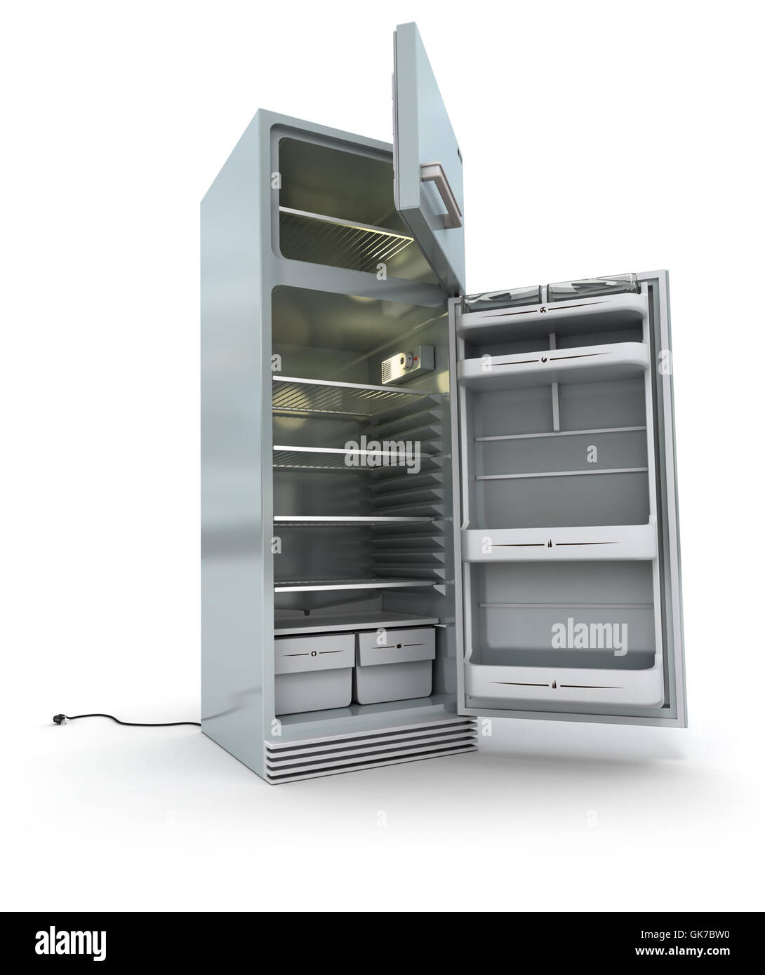 Open empty refrigerator interior Cut Out Stock Images & Pictures - Alamy